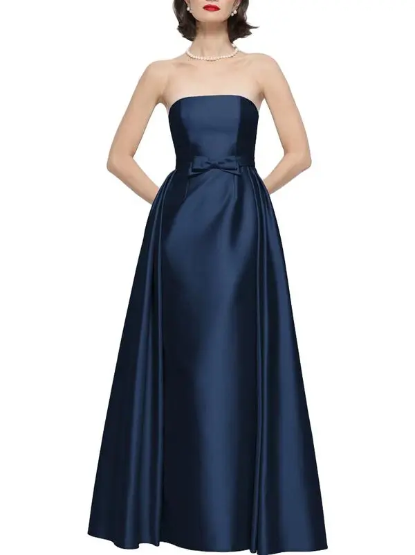 Dessy Collection Regine Strapless Matte Satin Gown - Midnight