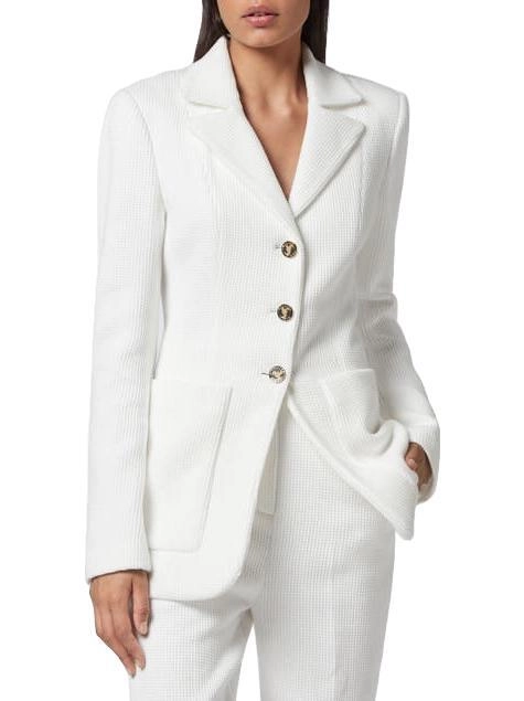 Philipp Plein Blazer Fitted Texture - Cream