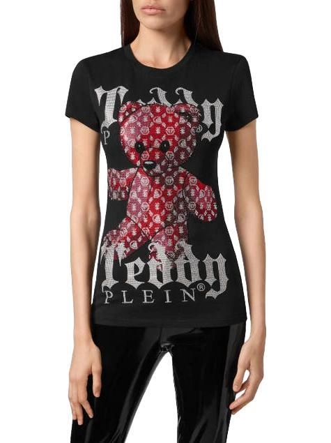 Philipp Plein T-shirt Round Neck Ss Monogram Teddy Bear - Black