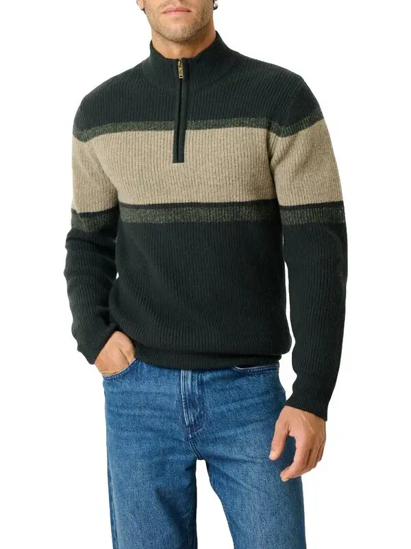 Rodd & Gunn Clover Park Quarter Zip Merino Wool Sweater - Forest
