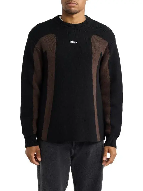 Obey Brann Crewneck Cotton Blend Sweater - Digital Black Multi