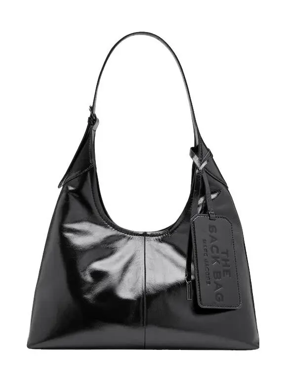 Marc Jacobs The Belted Sack Bag Crinkled Leather Hobo - Black