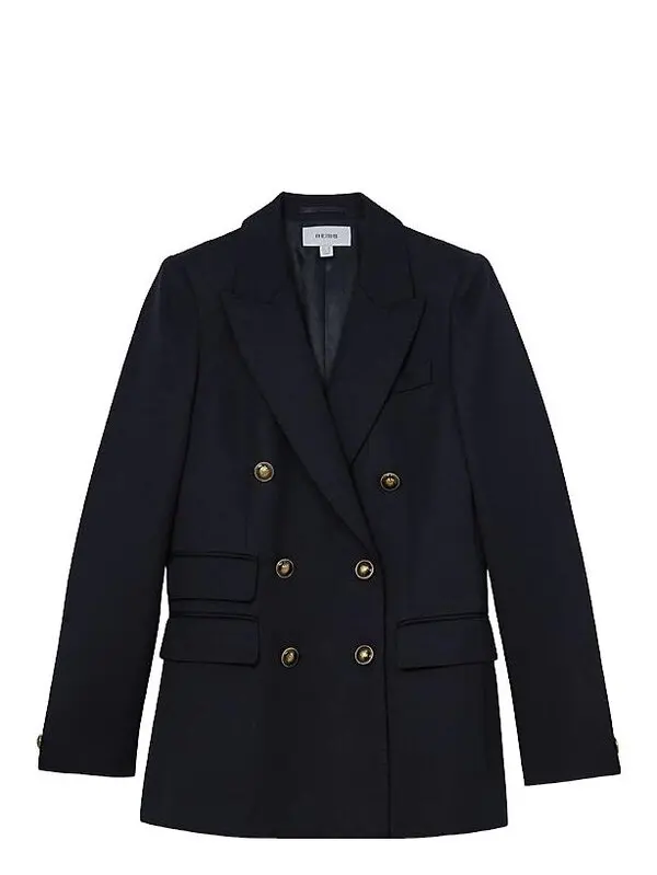REISS Lauryn Double-breasted Wool-blend Blazer - Navy