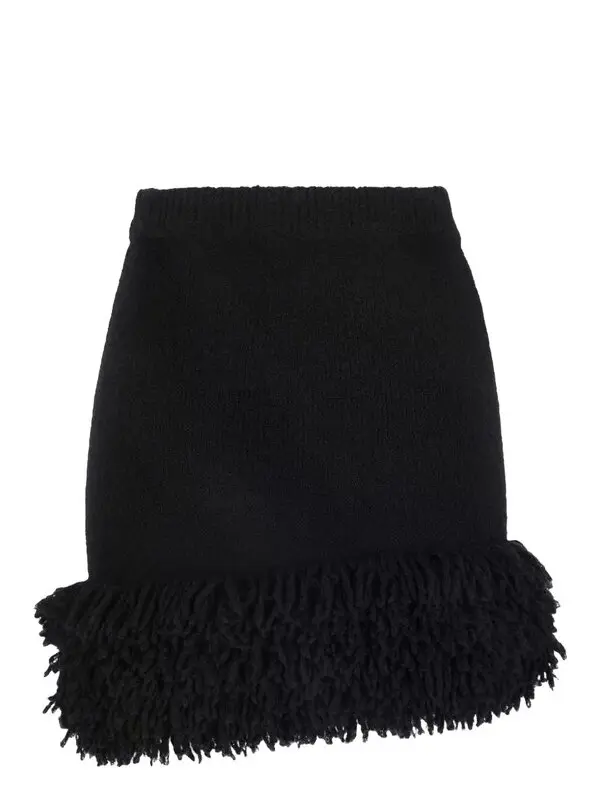 Loewe Fringed Asymmetric Mini Skirt - Black