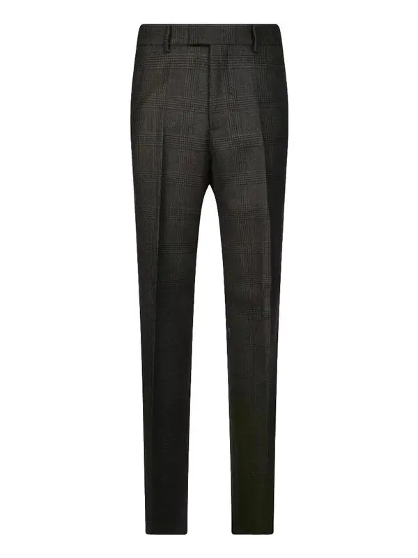 BERWICH Check-pattern Wool Tailored Pants - Grey