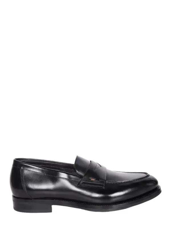 Santoni Leather Penny Loafers - Black