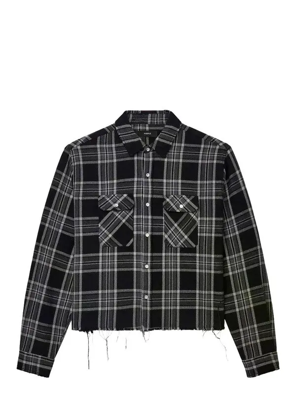 PURPLE BRAND Raw-edge Checked Shirt - Black