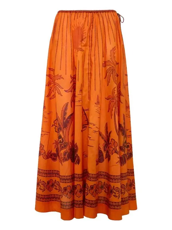 ALEMAIS Boathouse Graphic-print Maxi Skirt - Orange