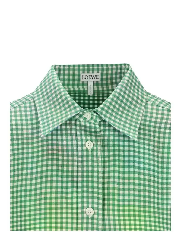 Loewe Anagram-embroidered Gingham Shirt - Green
