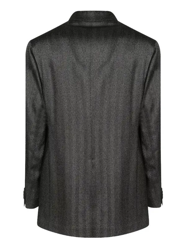 Tagliatore Double-breasted Herringbone-pattern Blazer - Grey