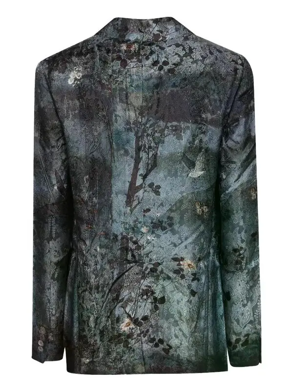 PIERRE-LOUIS MASCIA Floral-jacquard Single-breasted Blazer - Blue