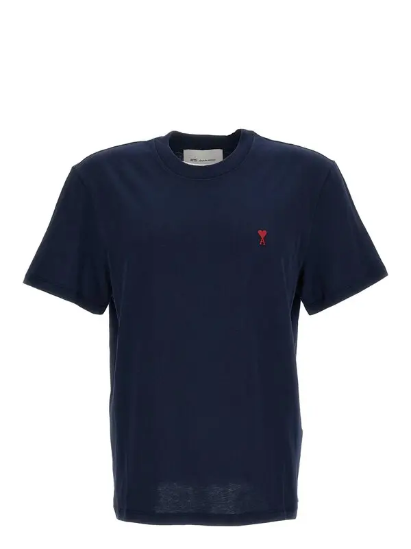 AMI Paris Tshirt With Red De Coeur - Multicolor