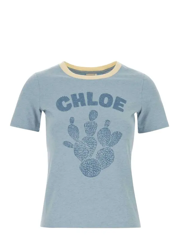 Chloé Cotton T-shirt - Light Blue
