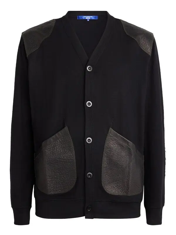 Junya Watanabe Wool Leather-patch Cardigan - Black