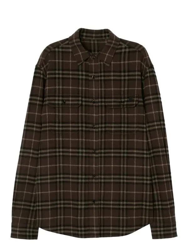 Burberry Wool Check Flannel Shirt - Brown