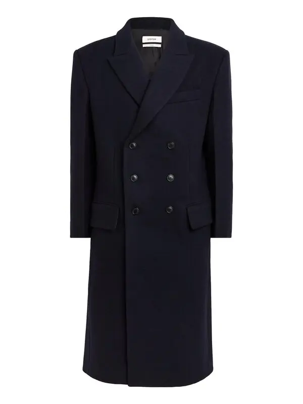 SYSTEM Wool-cashmere Double-breasted Coat - Navy