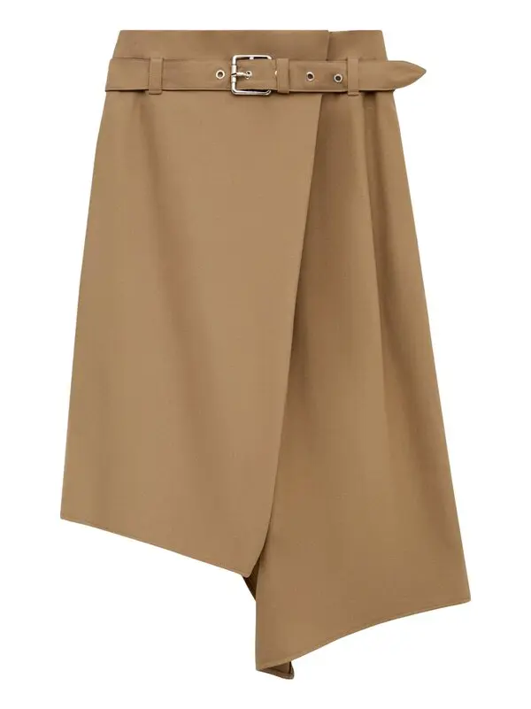 Loewe Asymmetric Wrap-effect Midi Skirt - Beige