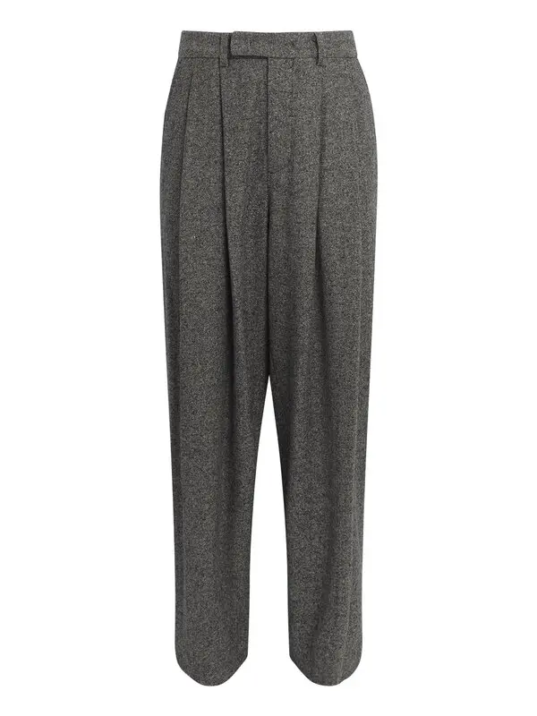SYSTEM Wool-blend Double-pleated Trousers - Black