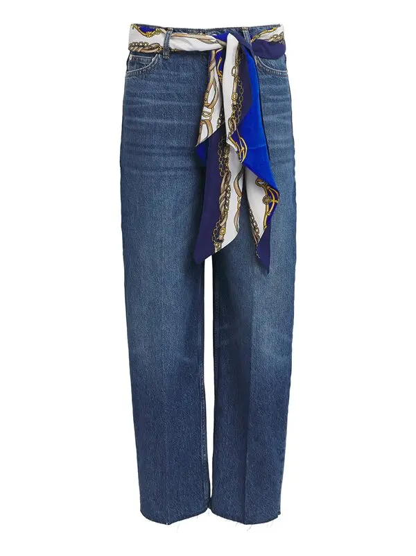 Maje Scarf-detail Barrel Jeans - Blue