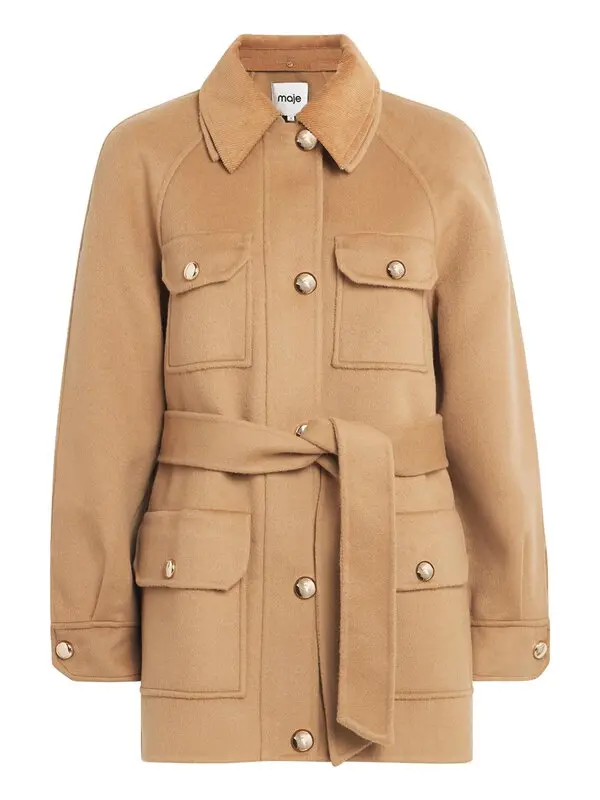Maje Wool-blend Mid-length Coat - Brown