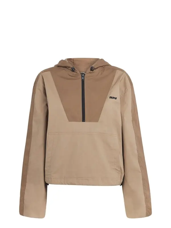 SKIMS Woven Cotton Half-zip Hoodie - Beige