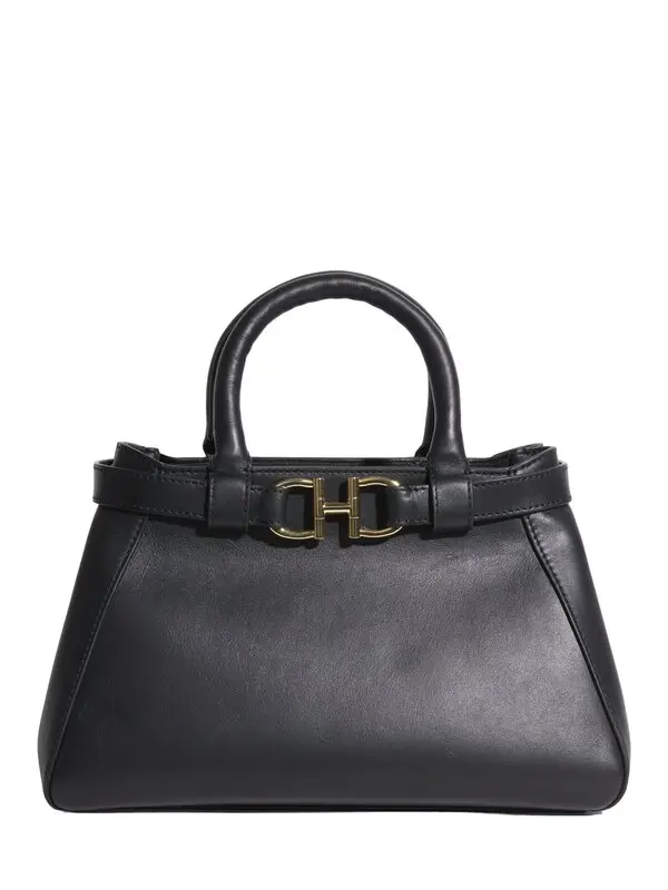 Harrods Small Leather Grace Top-handle Bag - Black