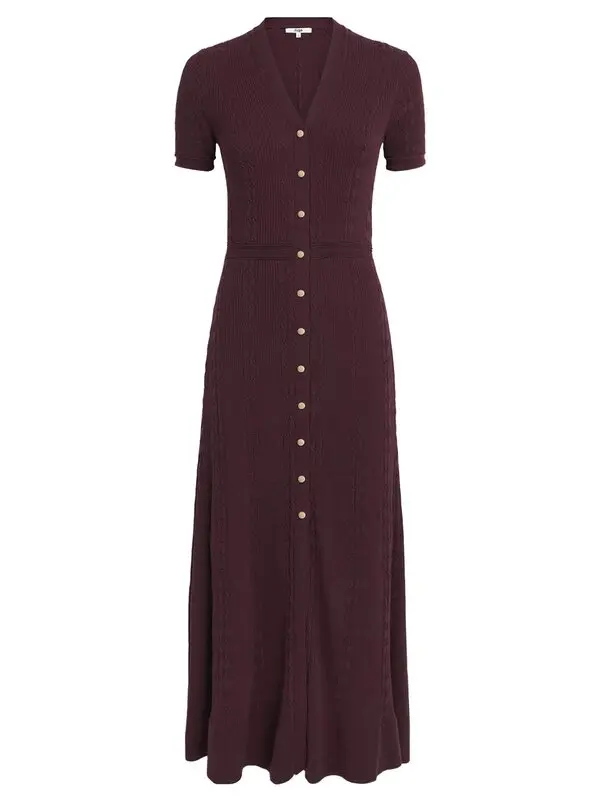 Maje Cable-knit Button Midi Dress - Red