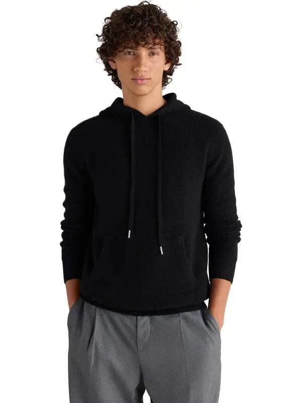 Quince 100% Mongolian Cashmere Waffle Hoodie - Black