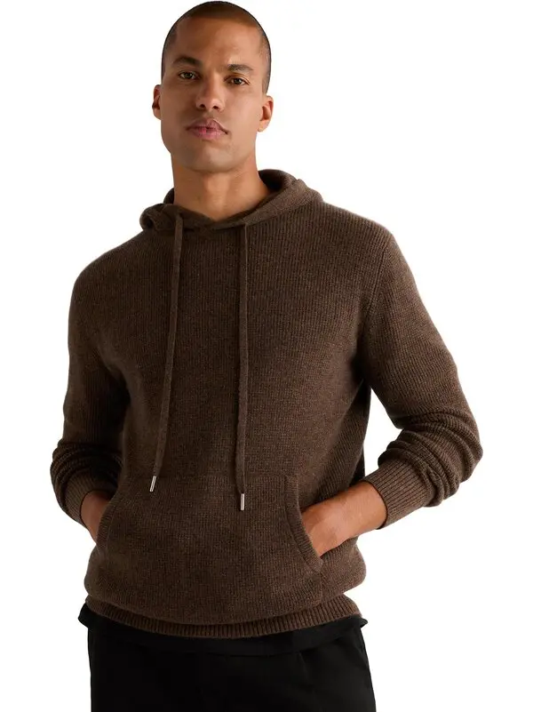 Quince 100% Mongolian Cashmere Waffle Hoodie - Brown