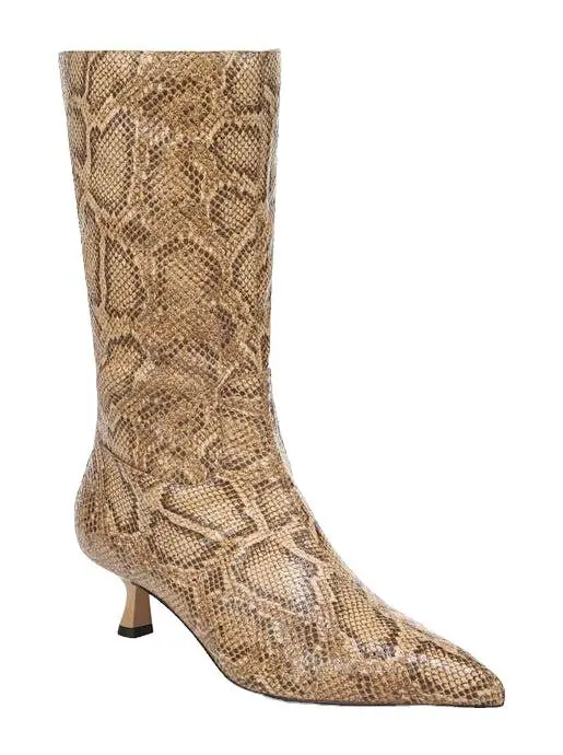 Sam Edelman Ramona 2 Croc Embossed Leather Knee High Boot - Light Sand
