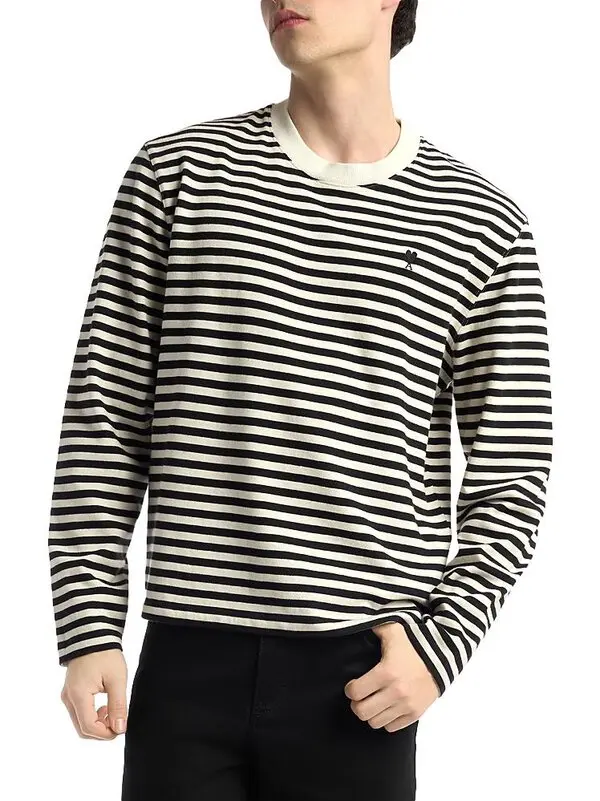 AMI Paris Long Sleeve Striped Tee - Black/ivory