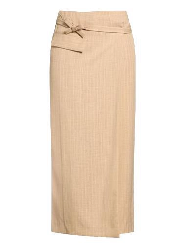 GAELLE PARIS Midi Skirt Size Polyester, Elastane - Camel