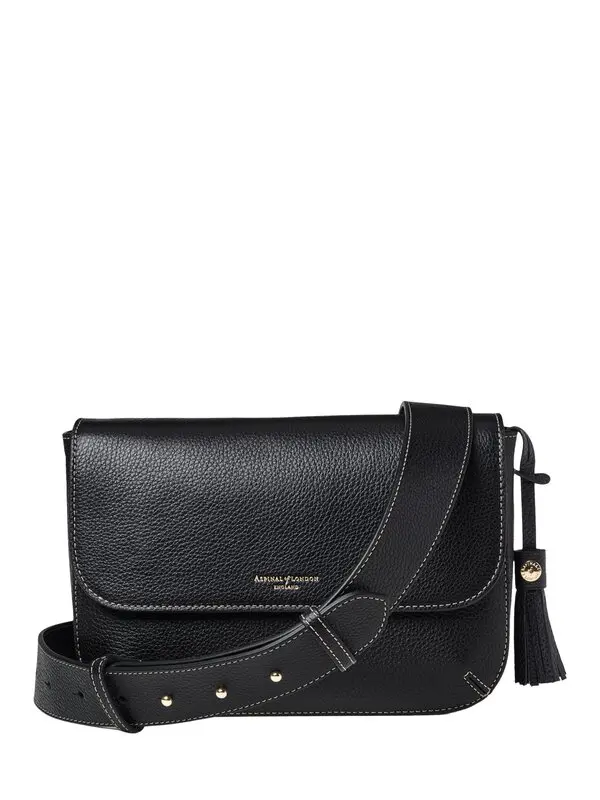 ASPINAL OF LONDON Large Leather Ella Cross-body Bag - Black