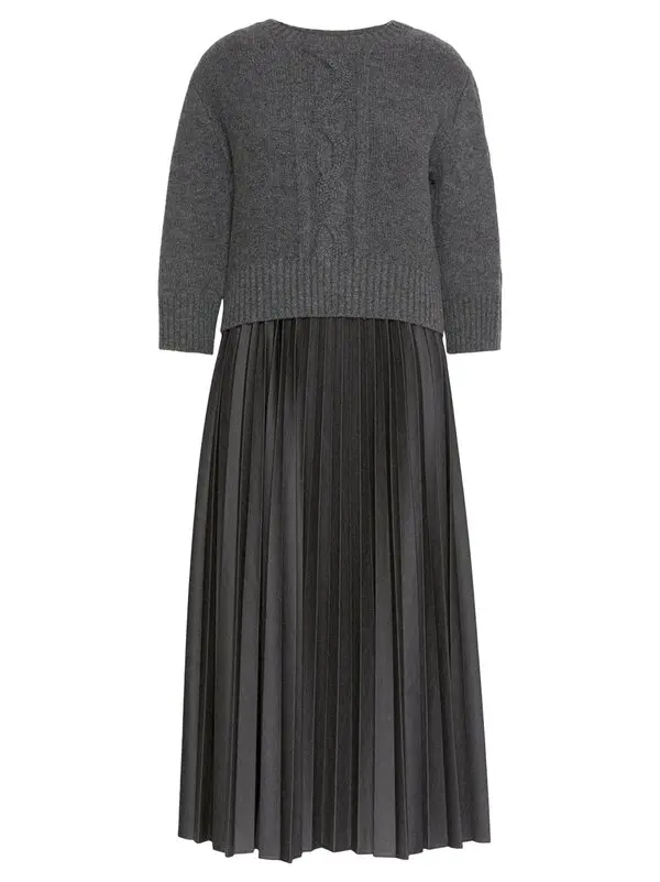 Max Mara Jersey Midi Dress With Virgin Wool Sweater - Grey