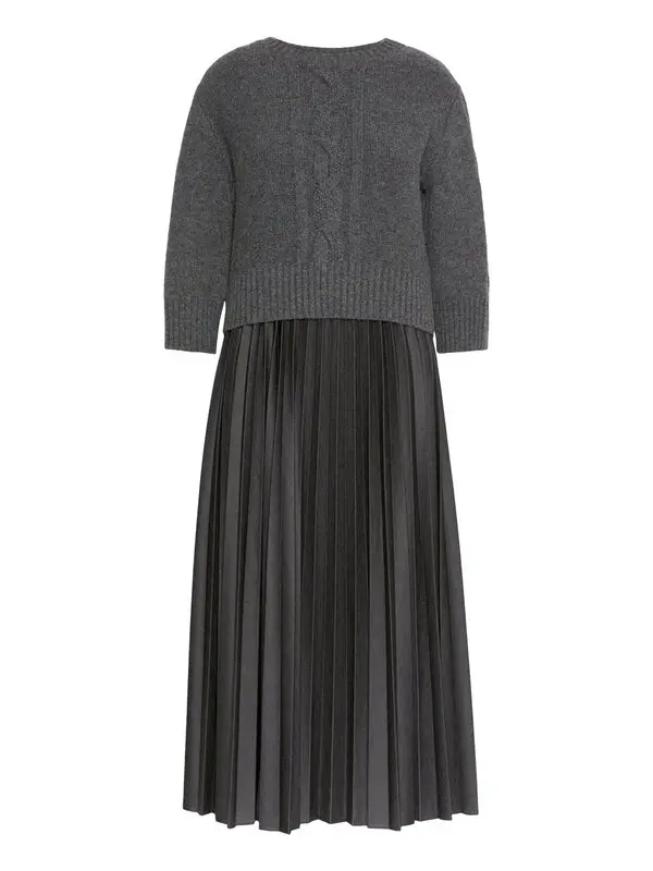 Max Mara Jersey Midi Dress With Virgin Wool Sweater - Grey