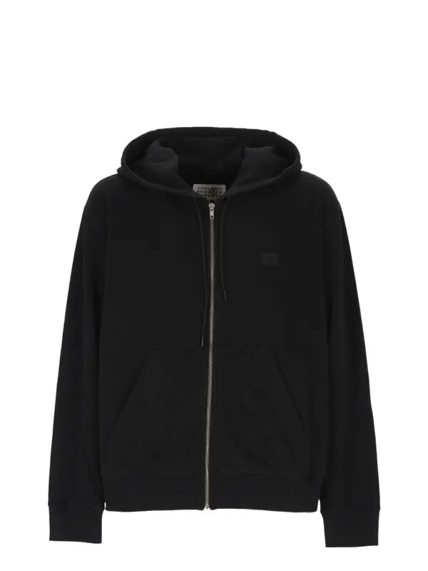 MAISON MARGIELA Logo-patch Zip-up Hoodie - Black