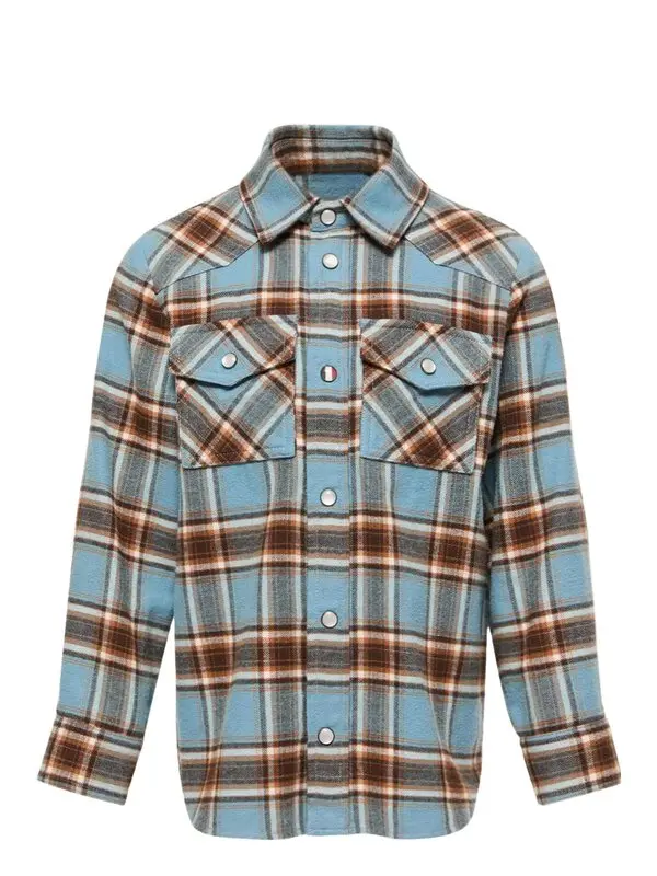 Moncler Checked Flannel Shirt - Light Blue