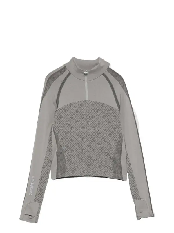 Casablanca Monogram Half-zip Performance Top - Gray