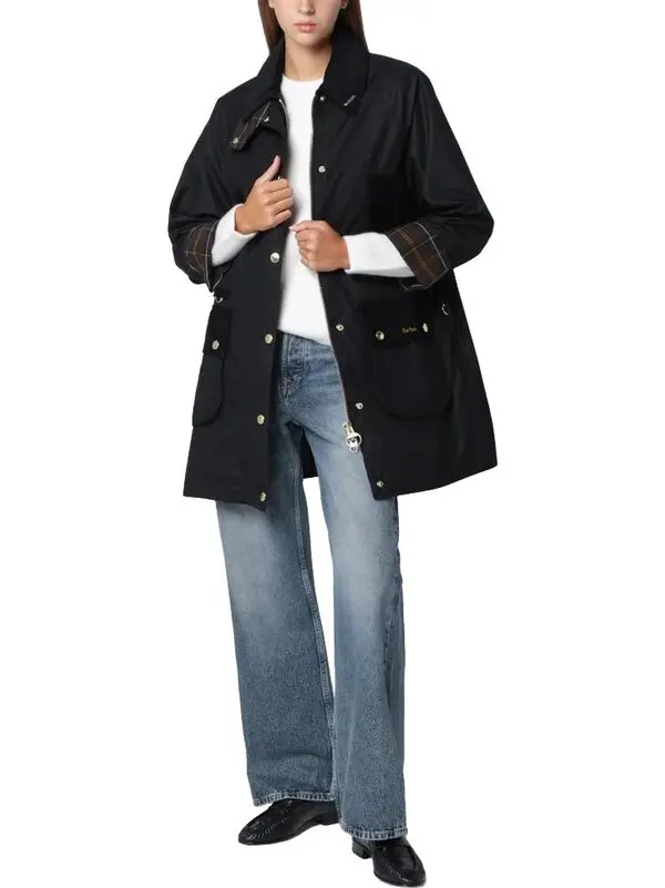 Barbour Tartanlined Waxed Trench Coat - Black