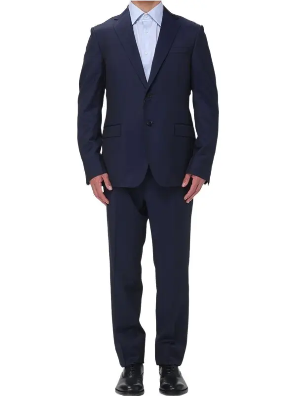 Zegna Long-sleeved Suit Jacket And Trousers Two-piece Set - Nav