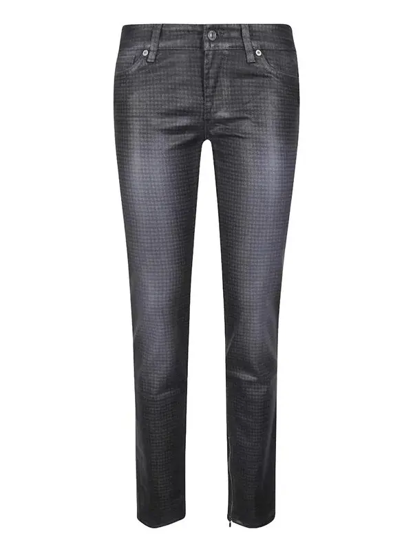 7 For All Mankind Park Slope Houndstooth-pattern Zipped-cuffs Trousers - Grey