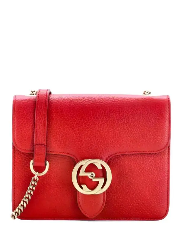 Gucci Interlocking Leather Small Shoulder Bag - Red