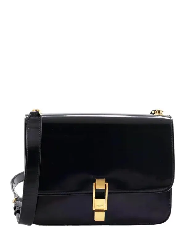 Saint Laurent Carre Satchel Patent Medium Shoulder Bag - Black
