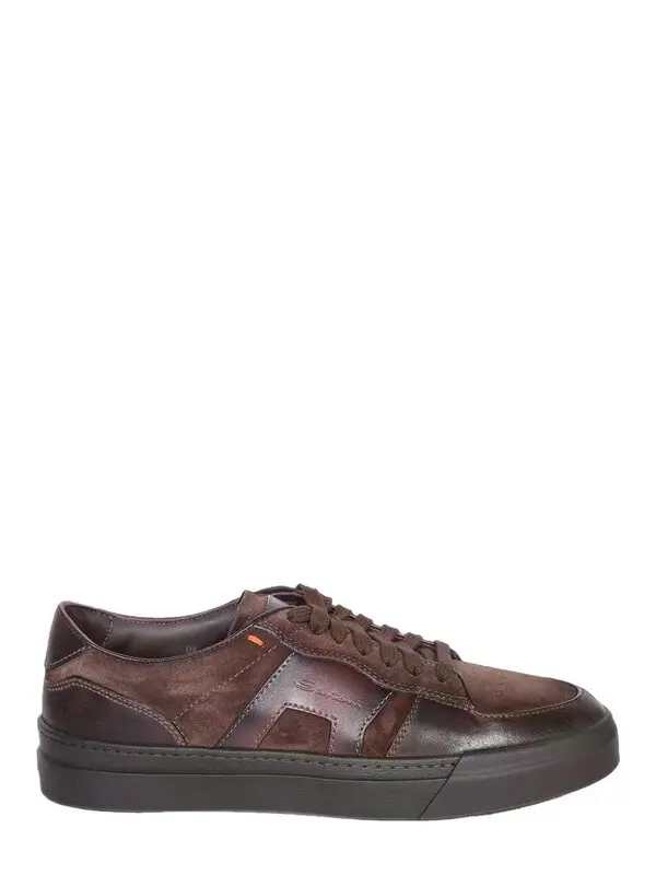 Santoni Suede Lace-up Sneakers - Brown