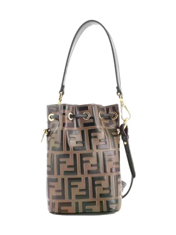 Fendi Mon Tresor Zucca Embossed Leather Mini Bucket Bag - Brown
