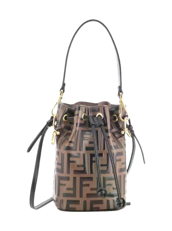 Fendi Mon Tresor Zucca Embossed Leather Mini Bucket Bag - Brown