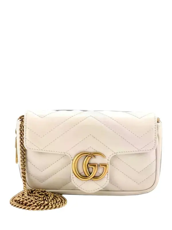 Gucci Gg Marmont Flap Bag Matelasse Leather Super Mini Crossbody Bag - Neutrals