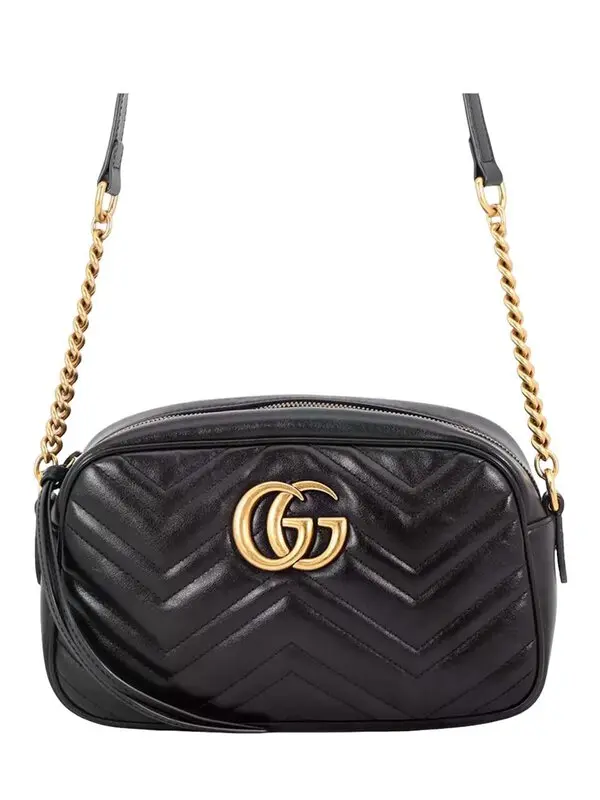 Gucci 2016-2026 Small Gg Marmont Matelasse Calfskin Crossbody Bag - Black