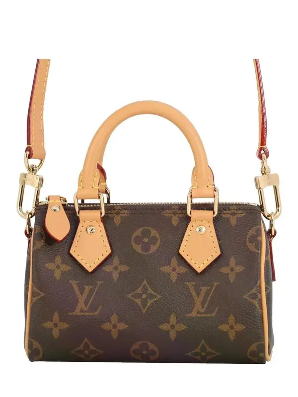 LOUIS VUITTON 2000-2026 Monogram Nano Speedy Satchel - Brown