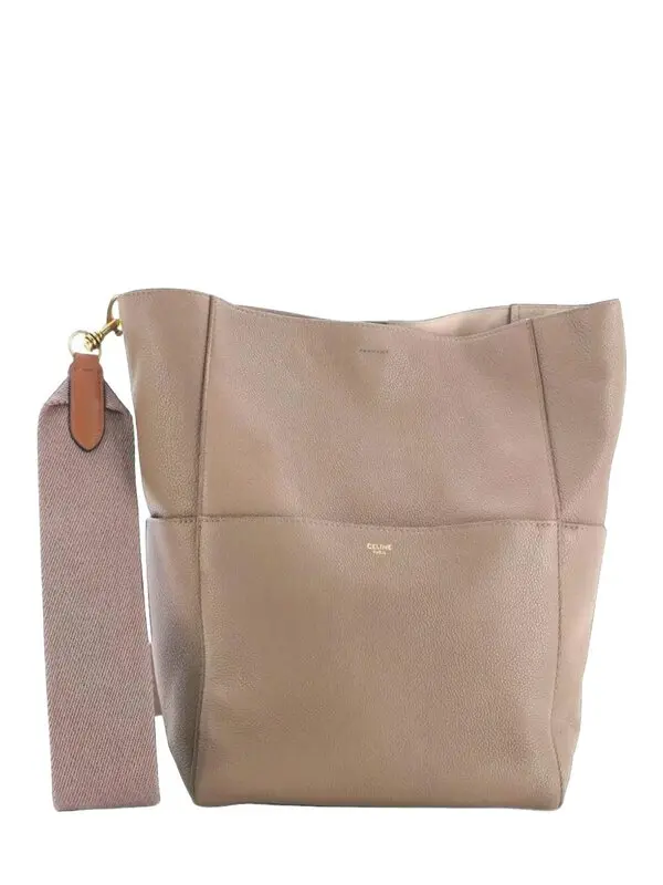 Celine Sangle Seau Bag Calfskin Large Shoulder Bag - Grey